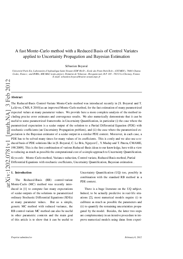 (PDF) A fast Monte–Carlo method with a reduced basis of control ...