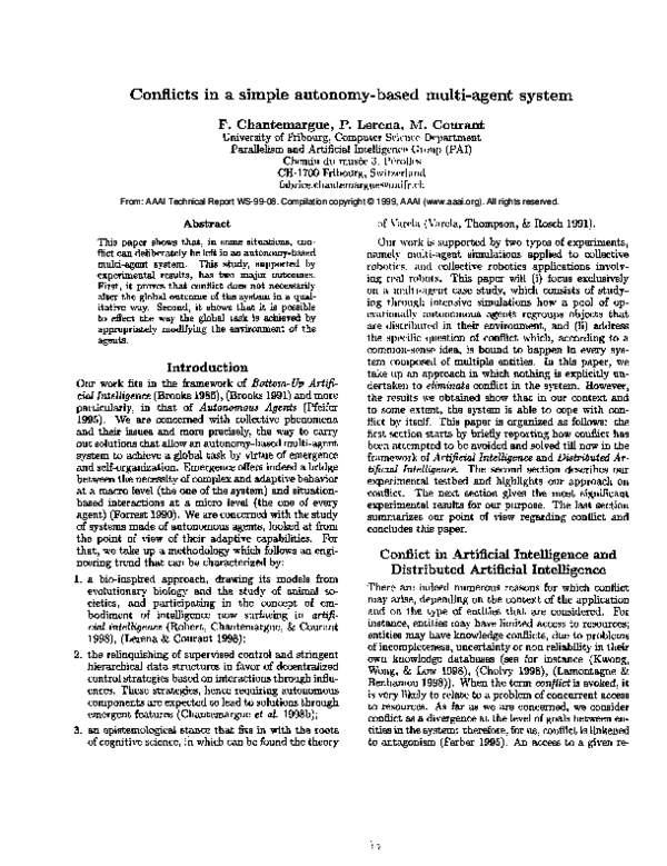(PDF) Conflicts in a simple autonomy-based multi-agent system