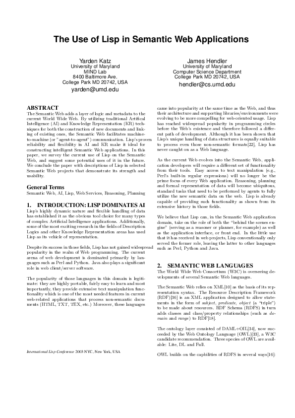 The Use of Lisp in Semantic Web Applications