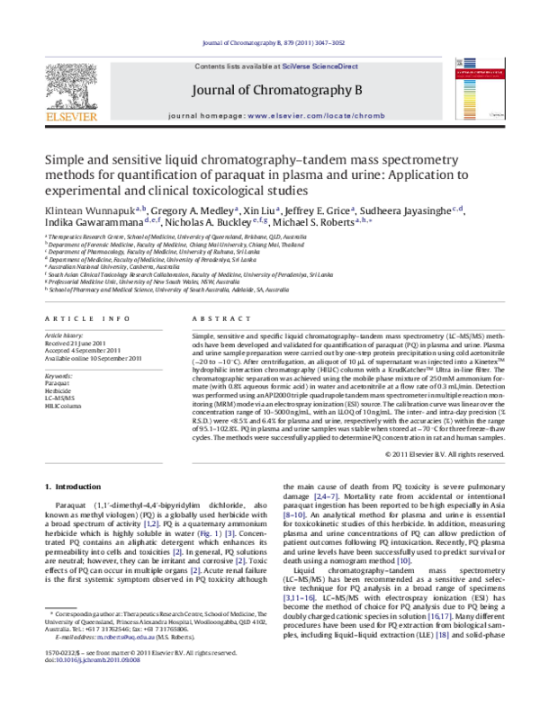 Pdf Simple And Sensitive Liquid Chromatography Tandem Mass Spectrometric Lcms Ms Method For