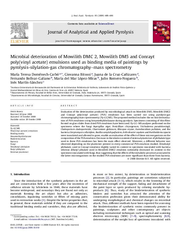 (PDF) Microbial deterioration of Mowilith DMC 2, Mowilith DM5 and ...