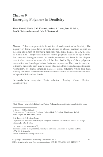 (PDF) Emerging Polymers in Dentistry