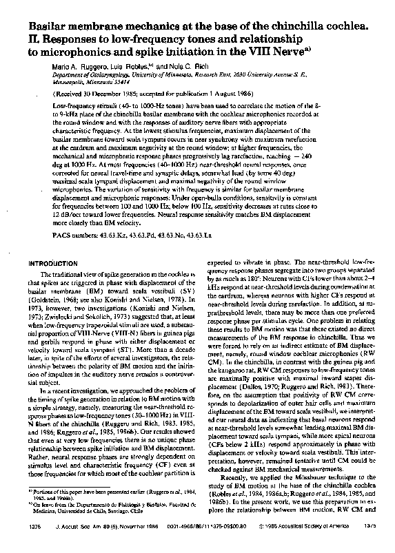 (PDF) Basilar membrane mechanics at the base of the chinchilla cochlea ...
