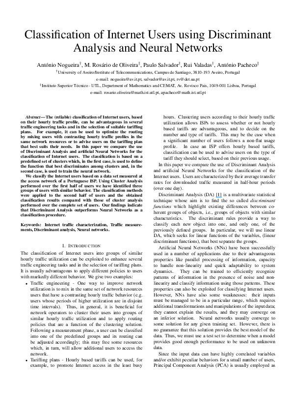Pdf Classification Of Internet Users Using Discriminant Analysis And Neural Networks