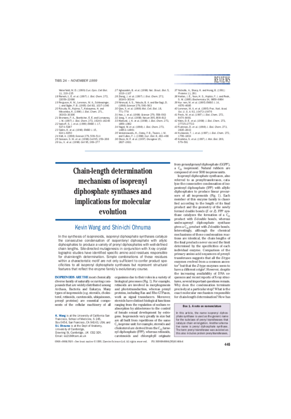 (PDF) Chain-length determination mechanism of isoprenyl diphosphate ...
