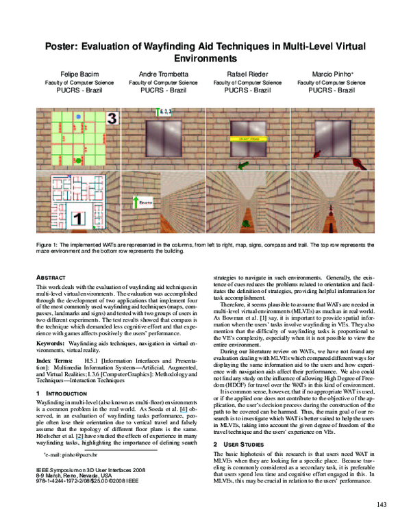 (PDF) Poster: Evaluation of Wayfinding Aid Techniques in MultiLevel Virtual Environments