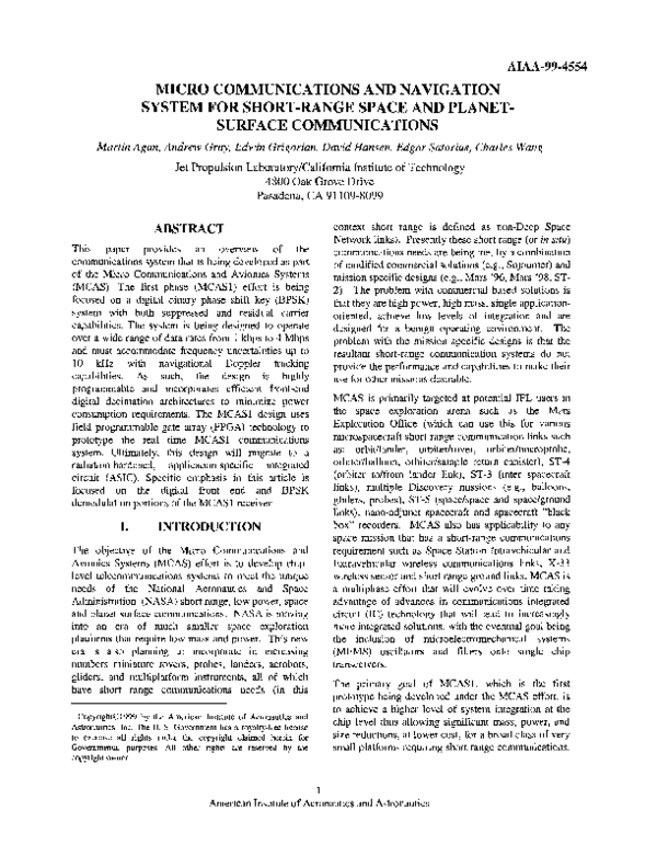 (PDF) Micro Communications and Navigation Surface Communications System ...