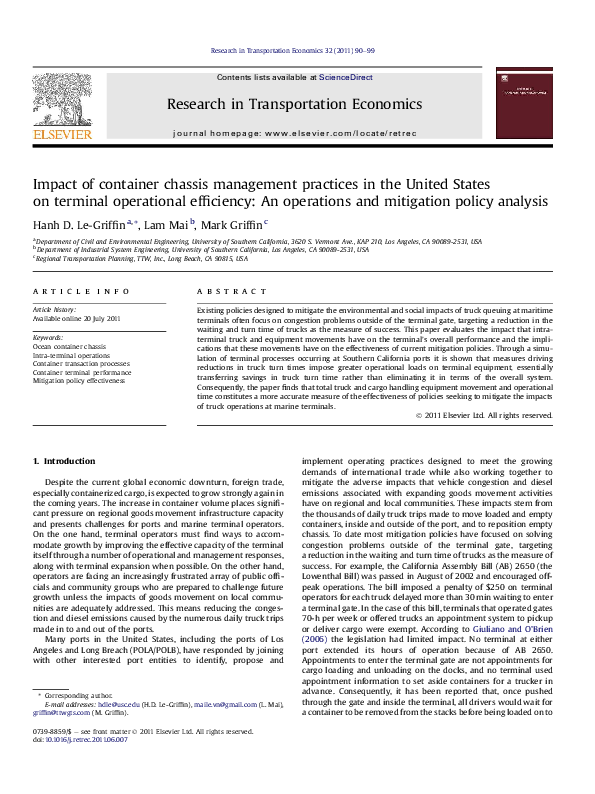 Pdf Chassis Management And Terminal Efficiency Analysis