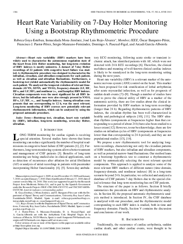 (PDF) Heart Rate Variability on 7Day Holter Monitoring Using a ...
