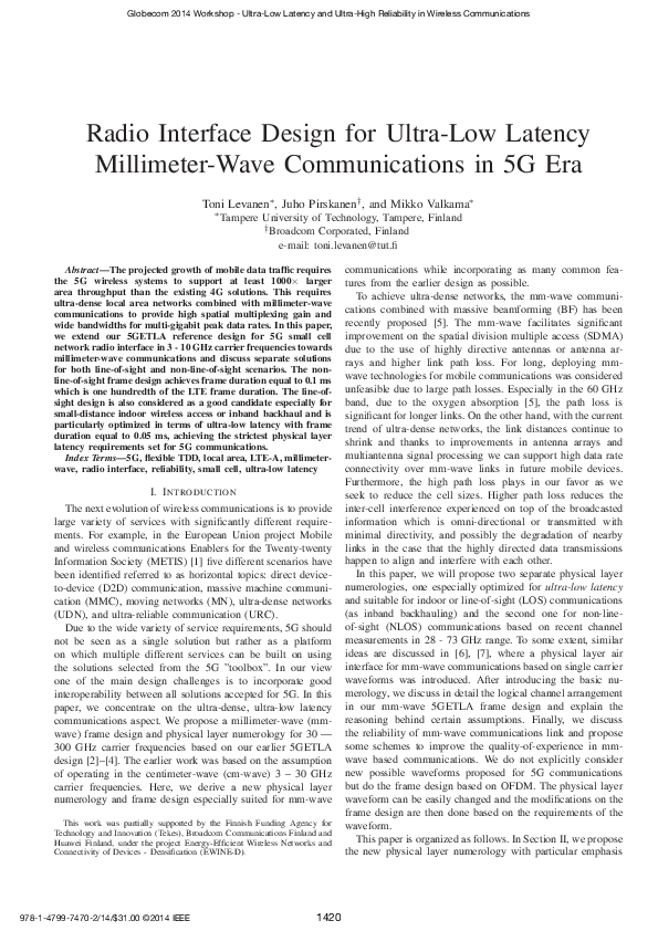 (PDF) Radio Interface Design for Ultra-Low Latency Millimeter-Wave ...