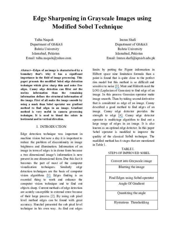 (PDF) Edge sharpening in grayscale images using modified Sobel technique