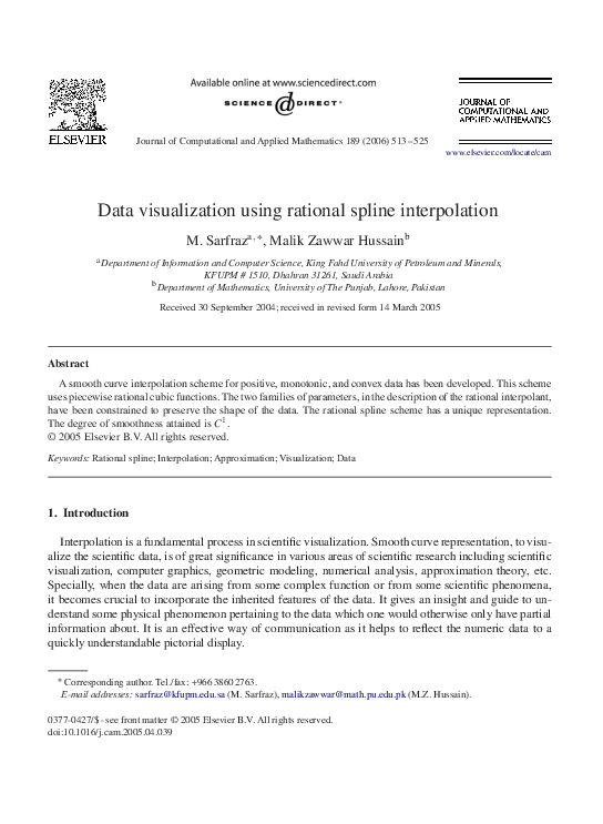 Pdf Data Visualization Using Rational Spline Interpolation