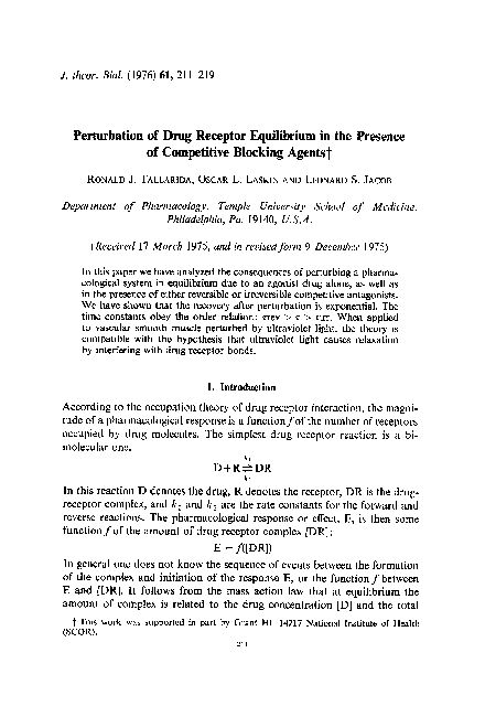 (PDF) Perturbation of drug receptor equilibrium in the presence of ...