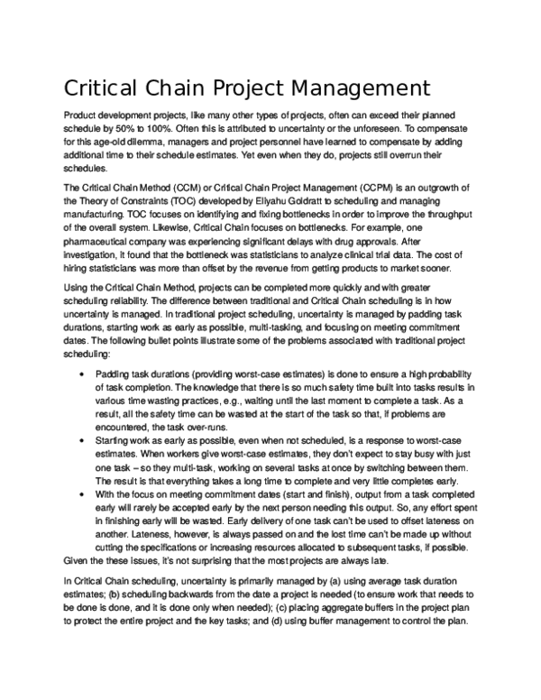 (DOC) Critical Chain Project Management