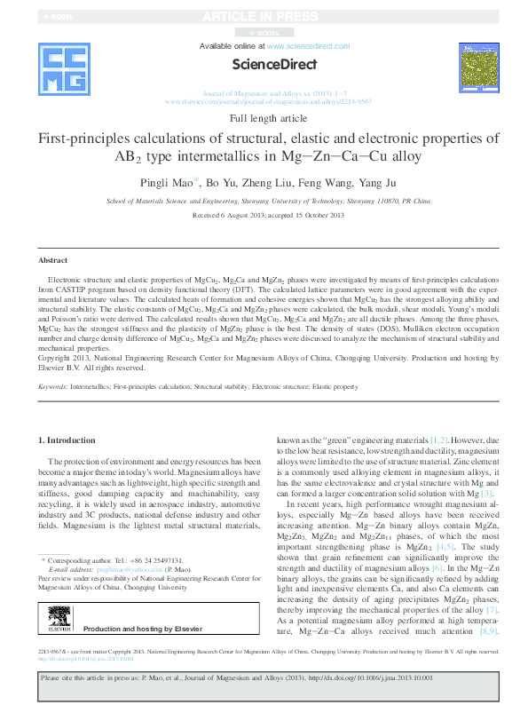 Pdf First Principles Calculations Of Structural Electronic Optical