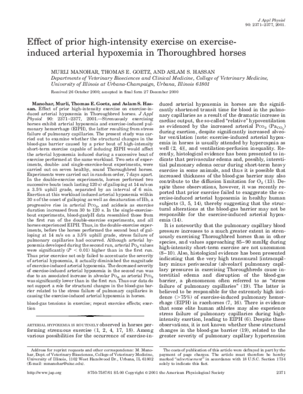 (PDF) Effect of prior high-intensity exercise on exercise- induced ...