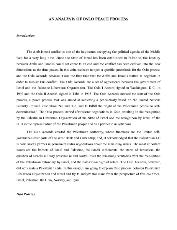 (DOC) AN ANALYSIS OF OSLO PEACE PROCESS