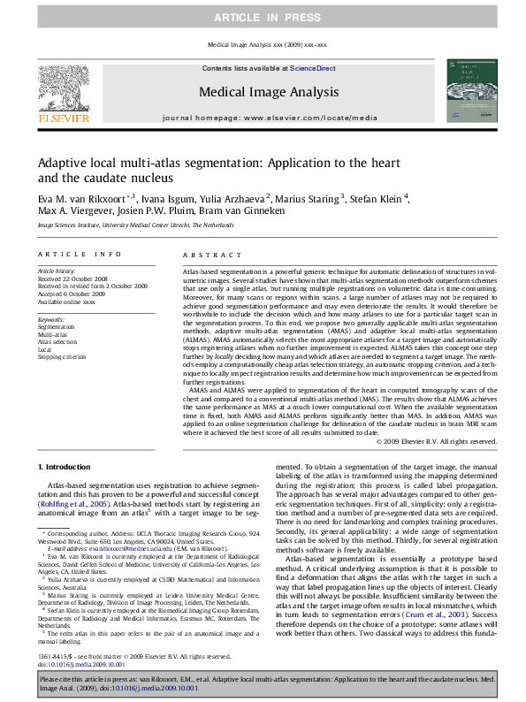 (PDF) Adaptive local multi-atlas segmentation: Application to the heart and the caudate nucleus