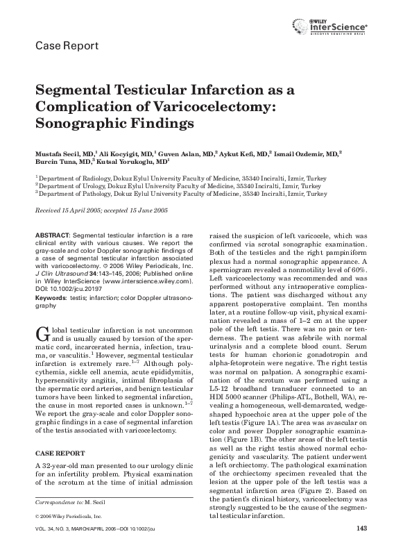 (PDF) Segmental testicular infarction as a complication of ...