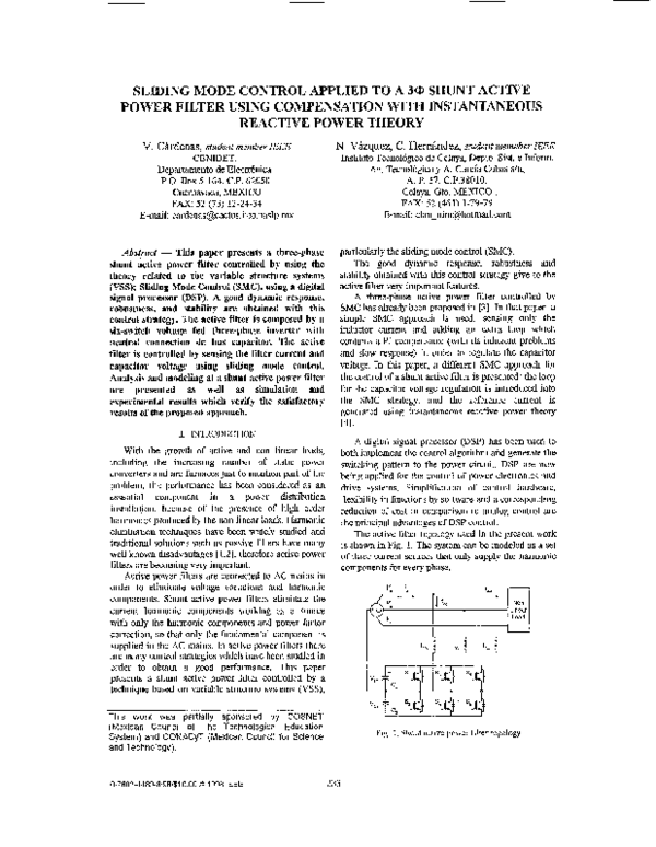 (PDF) Sliding mode control applied to a 3Φ shunt active power filter ...