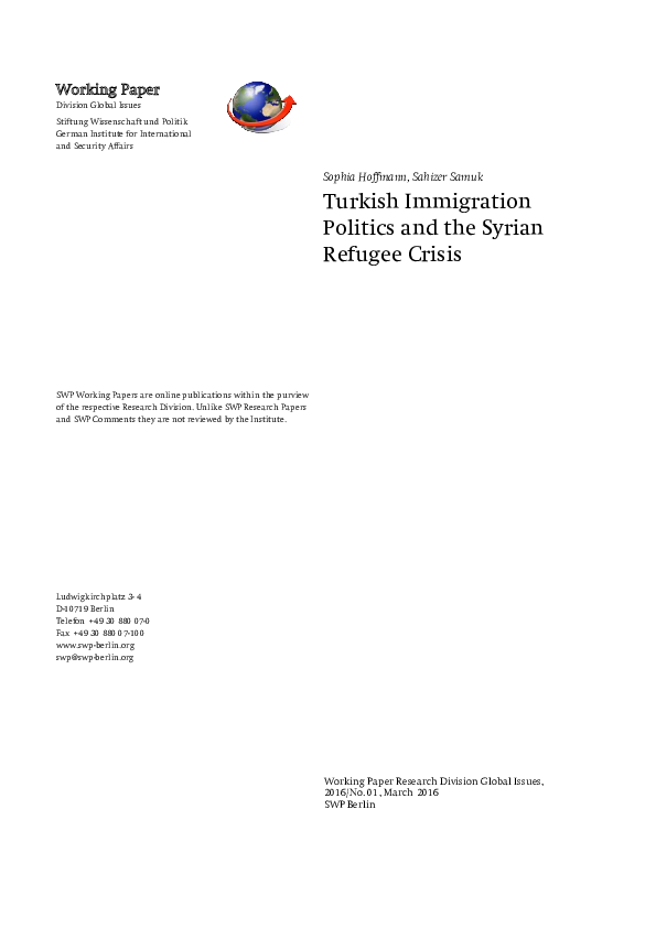 (PDF) Turkey's Response to Syrian Refugee Influx