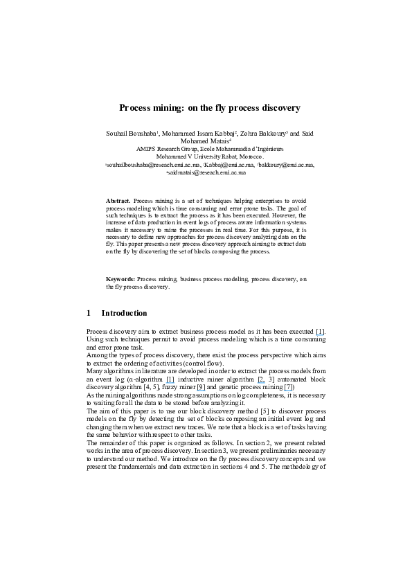 (PDF) Process Mining: On the Fly Process Discovery
