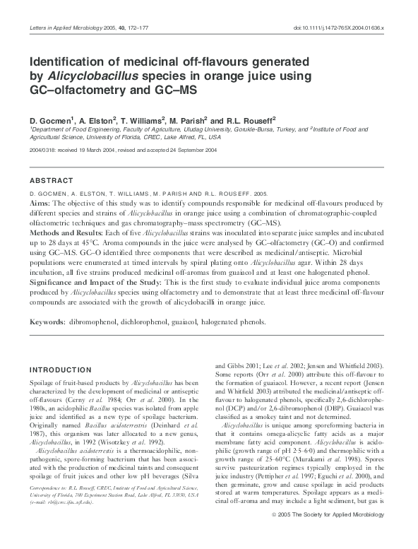 (PDF) Identification of medicinal off-flavours generated by ...
