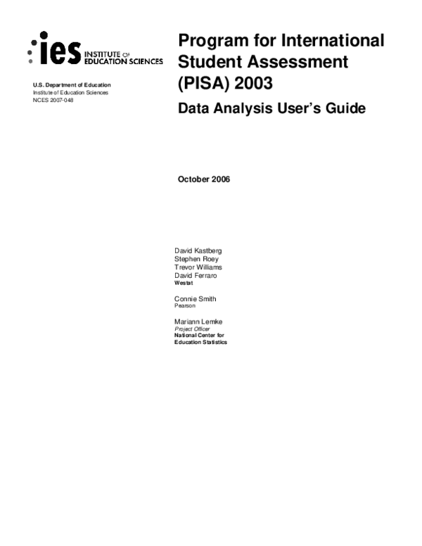 (PDF) Program for International Student Assessment (PISA) 2003: U.S ...