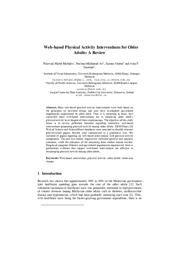 (PDF) Web-Based Physical Activity Interventions for Older Adults: A Review