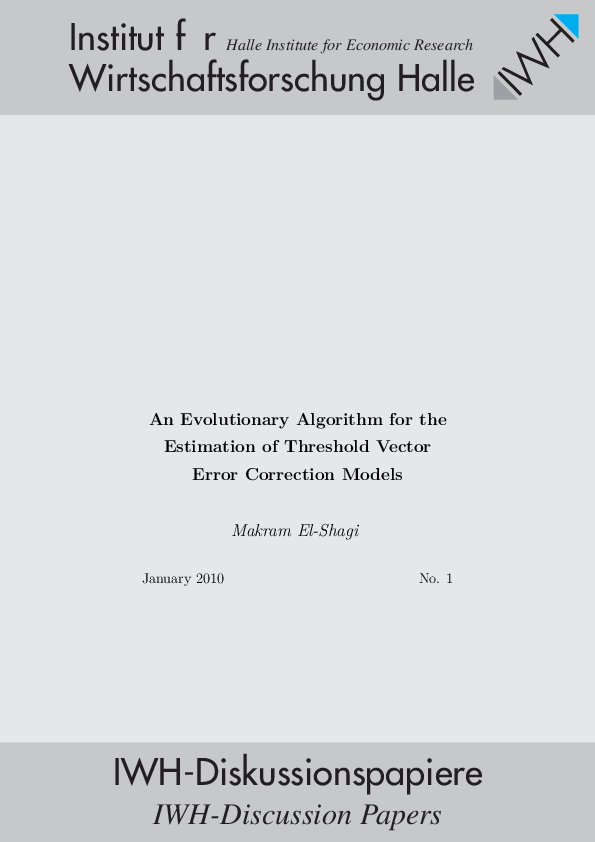 Pdf An Evolutionary Algorithm For The Estimation Of Threshold Vector Error Correction Models 