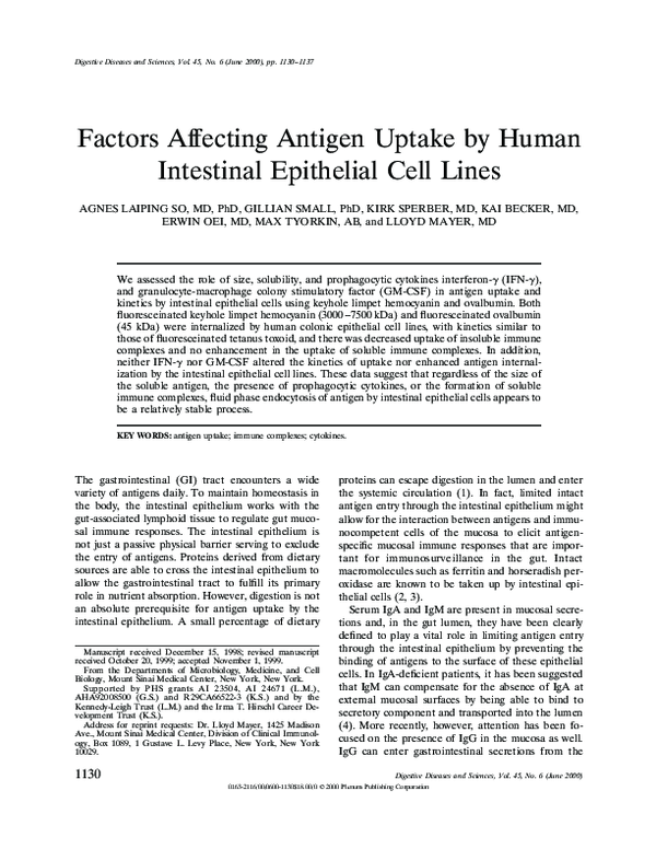 (PDF) Factors affecting antigen uptake by human intestinal epithelial ...