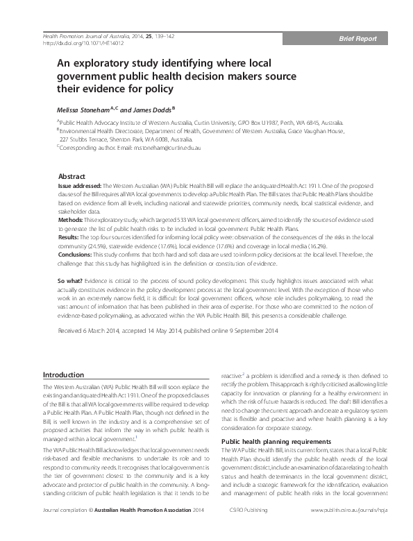 (PDF) An exploratory study identifying where local government public ...