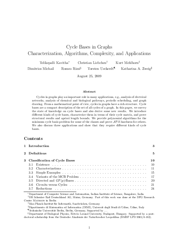 Pdf Characterization And Algorithms For Cycle Bases In Graphs