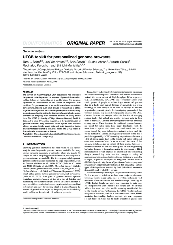 (PDF) UTGB toolkit for personalized genome browsers
