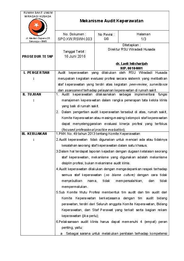 (DOC) Mekanisme Audit Keperawatan