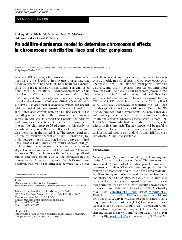 (PDF) An additive-dominance model to determine chromosomal effects in ...