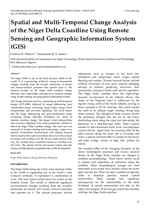 (PDF) Spatial and Multi-Temporal Change Analysis of the Niger Delta ...