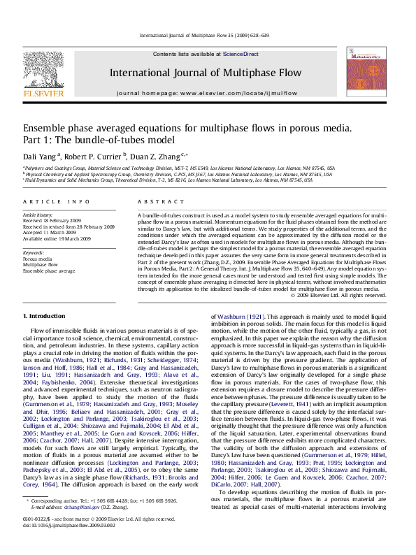 (PDF) Ensemble phase averaged equations for multiphase flows in porous ...