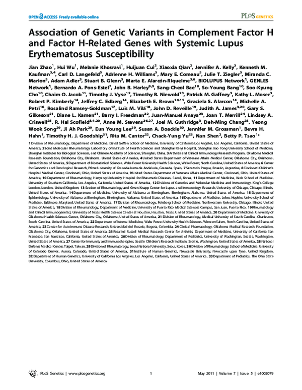 (PDF) Association of Genetic Variants in Complement Factor H and Factor H-Related Genes with ...