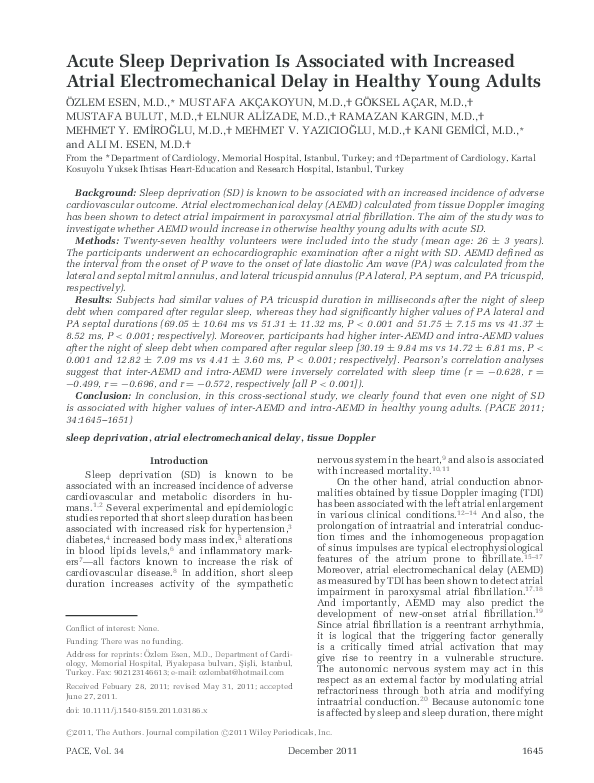 (PDF) Acute Sleep Deprivation is Associated with Increased QT ...