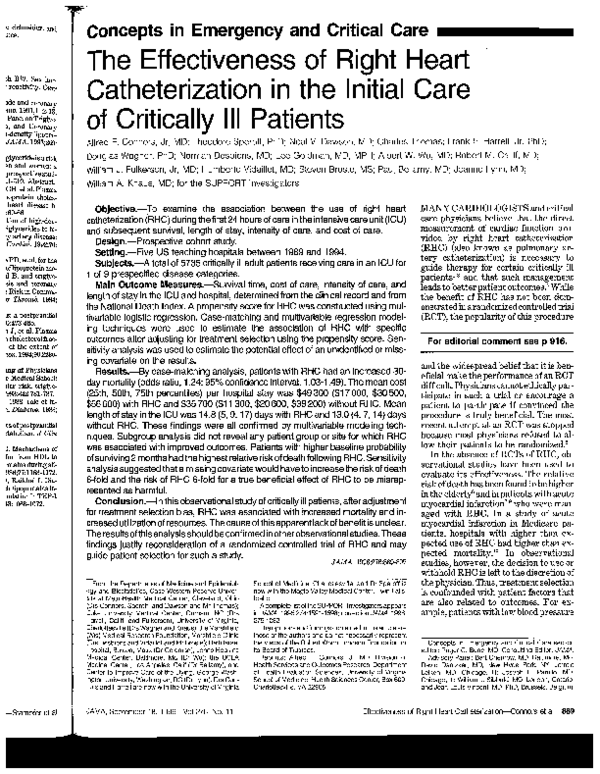 (PDF) The Effectiveness of Right Heart Catheterization in the Initial ...