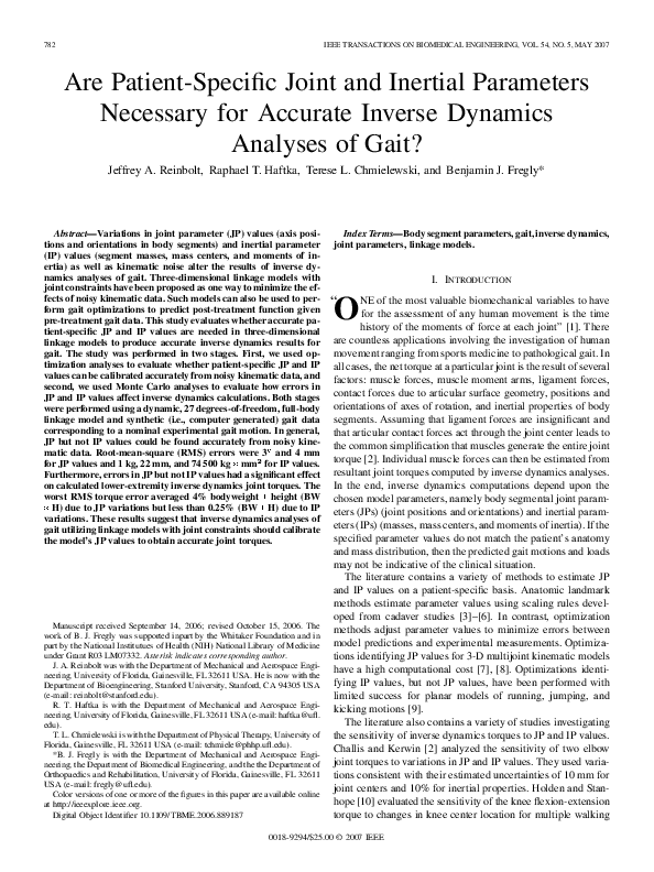 (PDF) Are Patient-Specific Joint and Inertial Parameters Necessary for ...