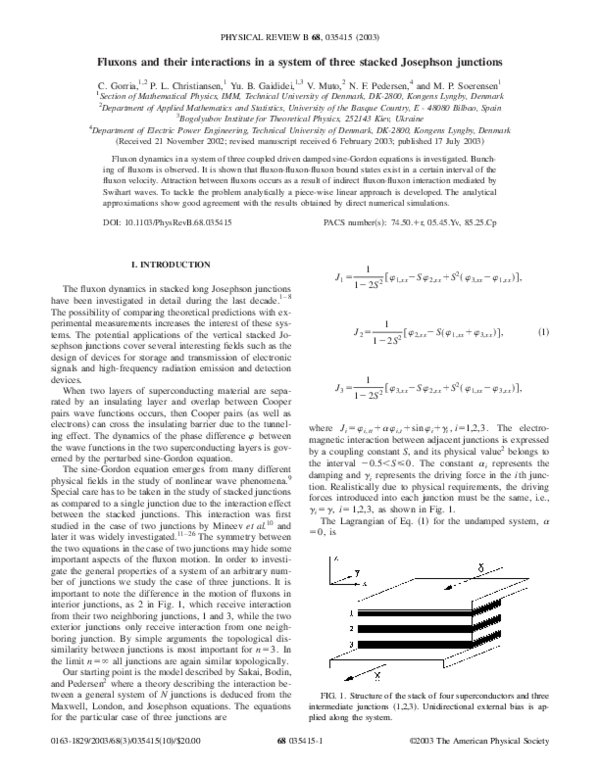 (PDF) Fluxons and their interactions in a system of three stacked Josephson junctions