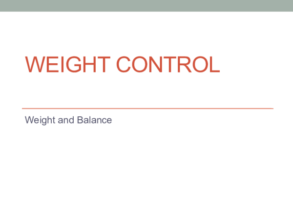 (PDF) WEIGHT CONTROL Weight and Balance