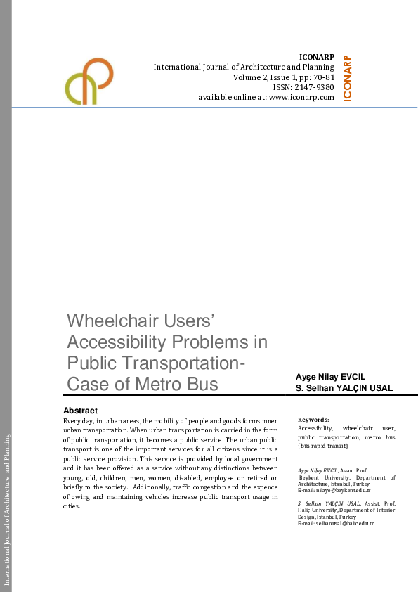 (PDF) Wheelchair Users’ Accessibility Problems in Public Transportation ...