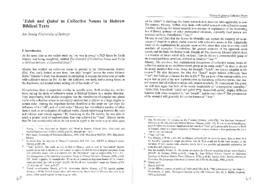 (PDF) ‘Edah and Qahal as Collective Nouns in Hebrew Biblical Texts (2001)