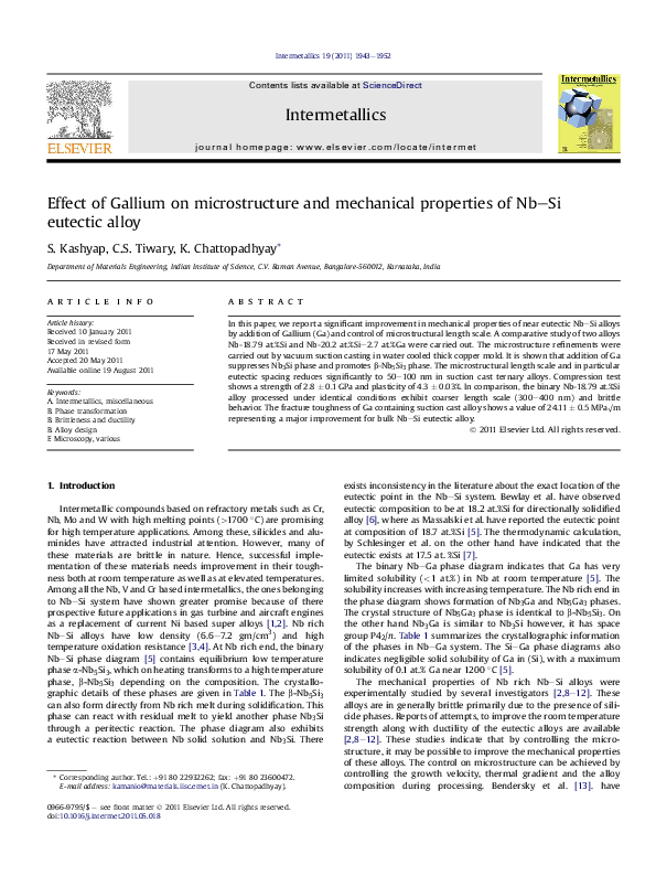 (PDF) Effect of Gallium on microstructure and mechanical properties of Nb–Si eutectic alloy