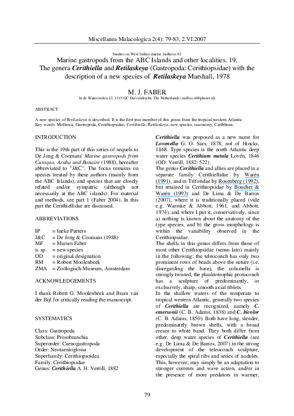 (PDF) Marine gastropods from the ABC Islands and other localities. 10 ...
