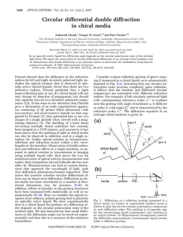 (PDF) Circular differential double diffraction in chiral media