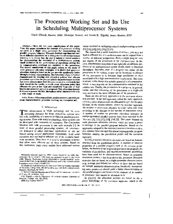 Pdf The Processor Working Set And Its Use In Scheduling Multiprocessor Systems